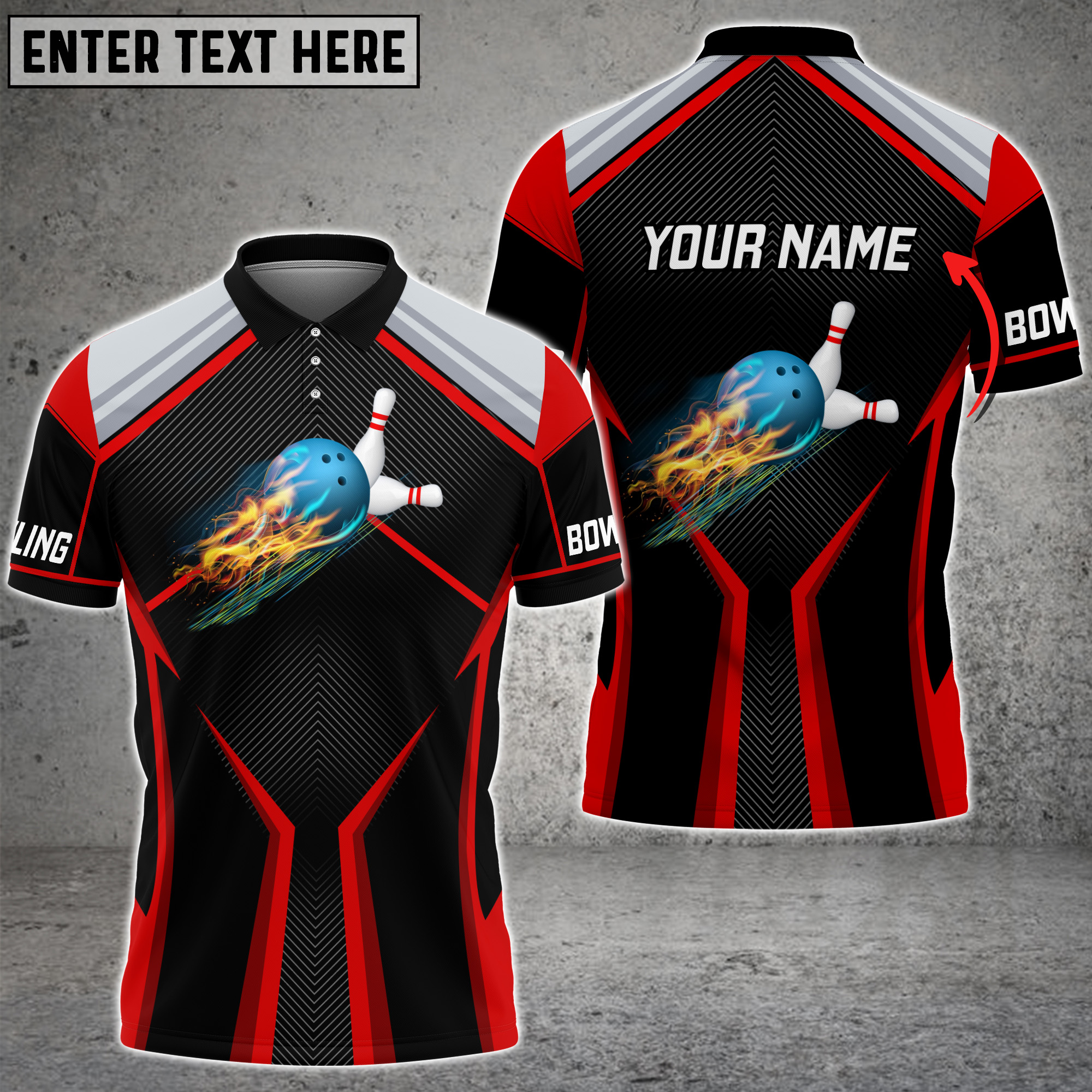 Personalized Red Bowling And Pins Fire Premium Name 3D Shirt Cornbee ...