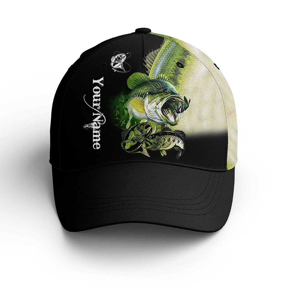 Largemouth Bass fishing green Custom fishing hat Unisex Fishing Baseba ...