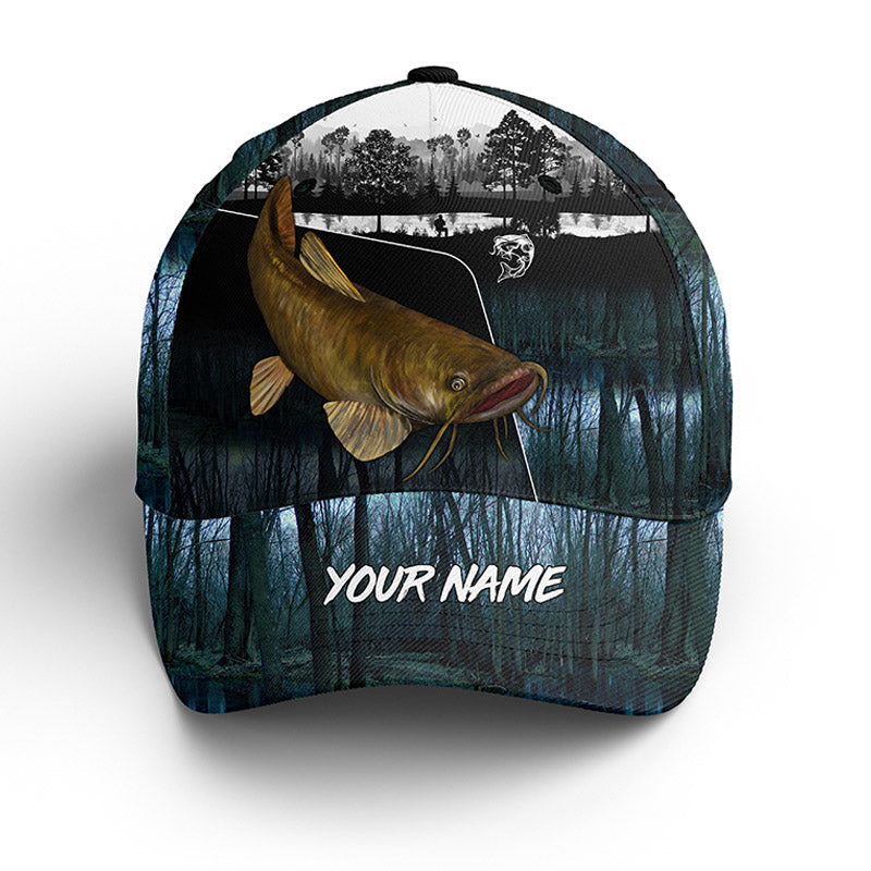 Flathead Catfish fishing blue camo Custom fishing hat Unisex Fishing B ...
